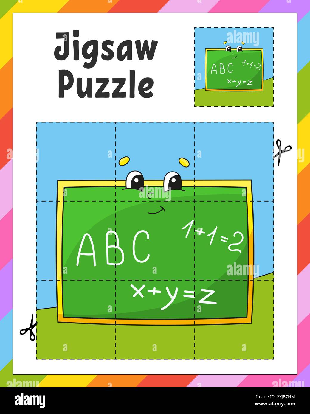 Jigsaw Puzzle. Cut and play. Square puzzle. Logic game for kids ...