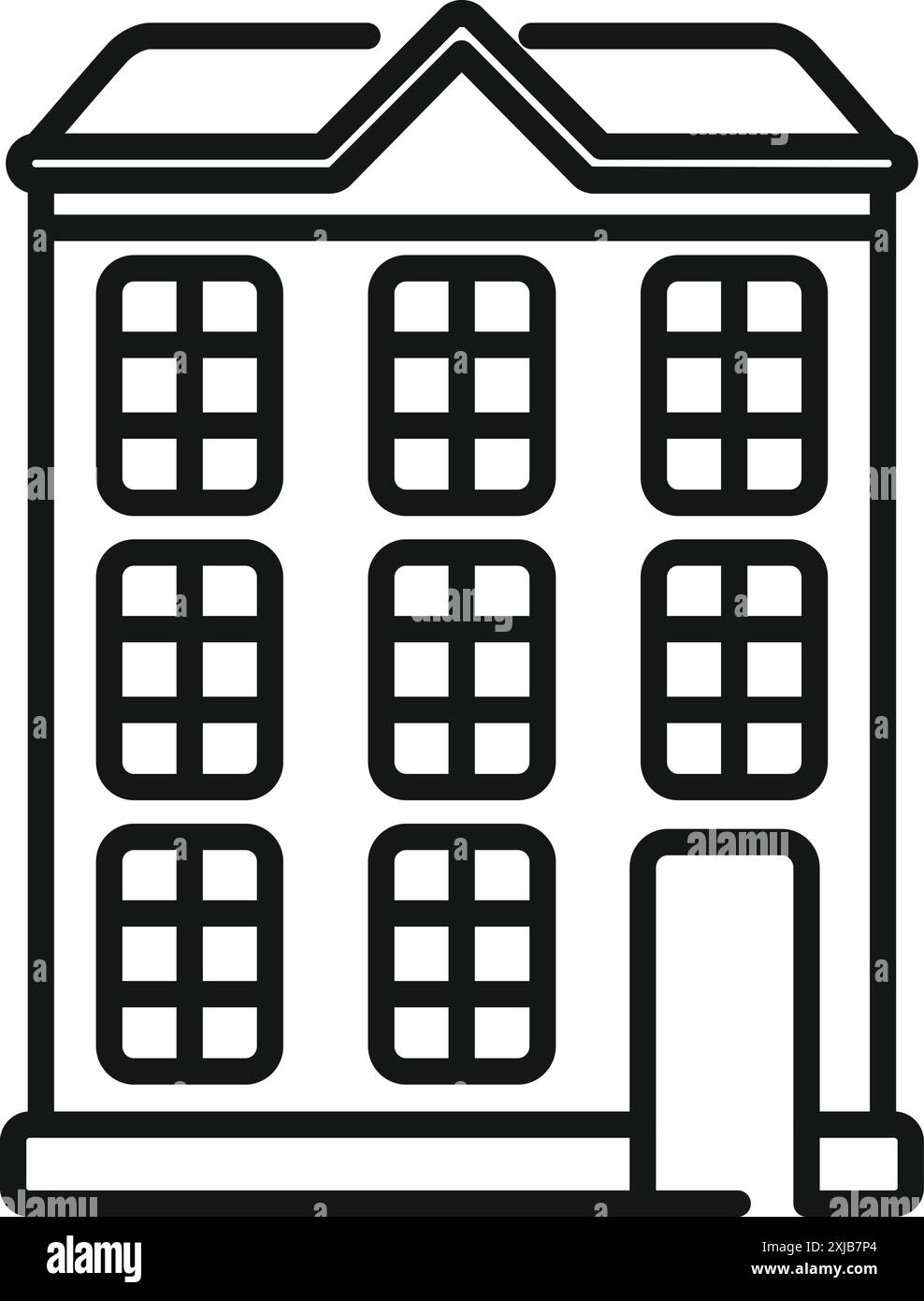 Simple line drawing of a three storey residential building with an ...