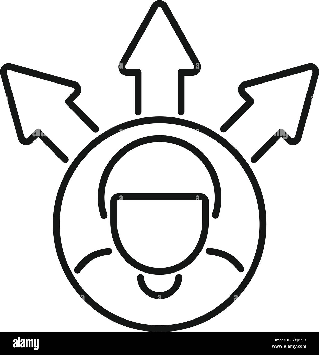 Businessman is choosing the right direction with three arrows pointing ...