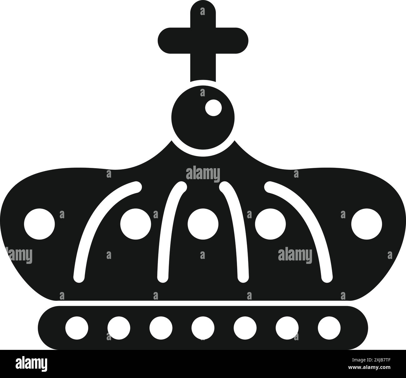 Black crown with cross and jewel, symbolizing monarchy, power and ...