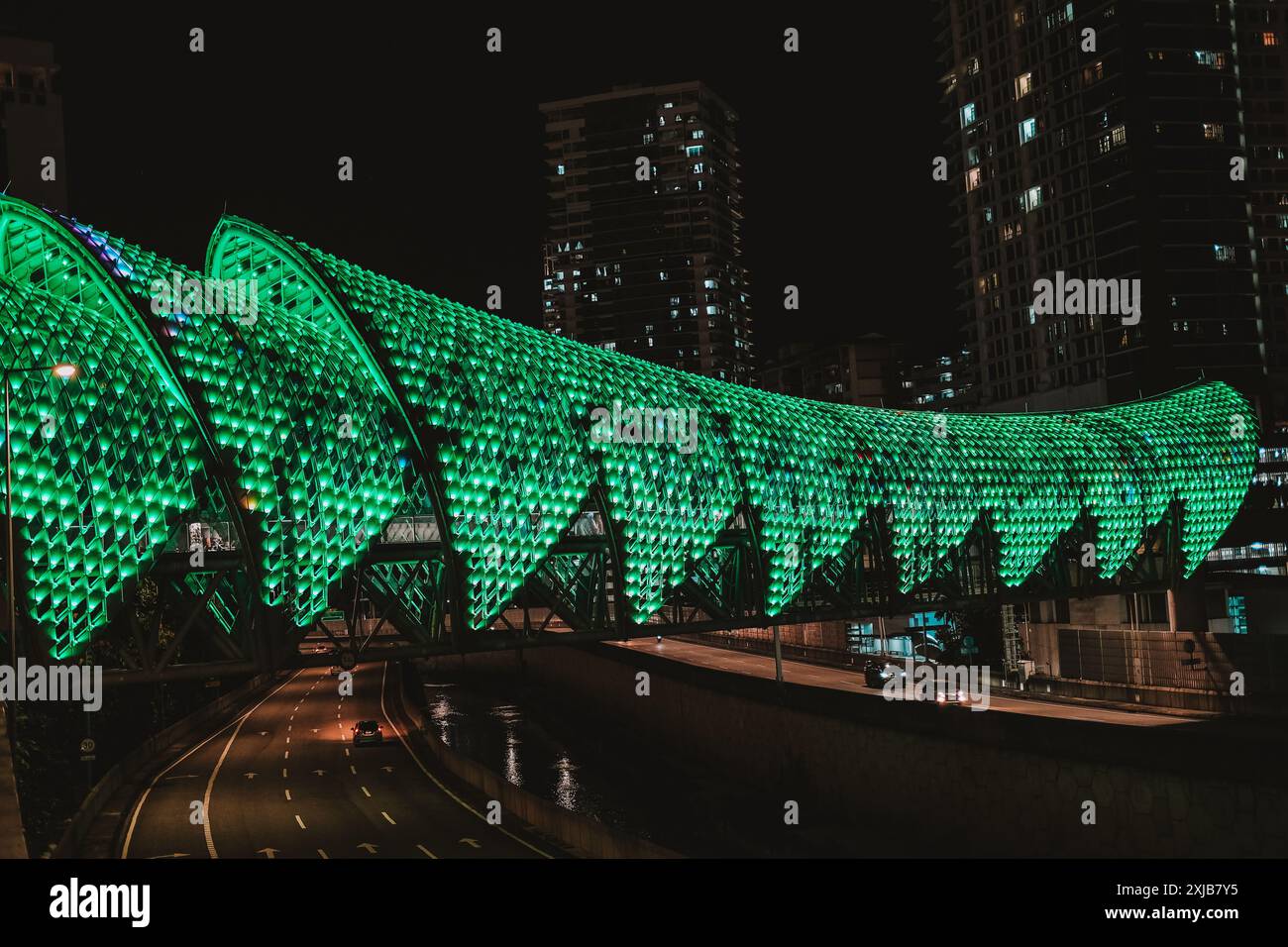 Saloma Link pedestrian bridge at night Kuala Lumpur, Malaysia - 22 June ...