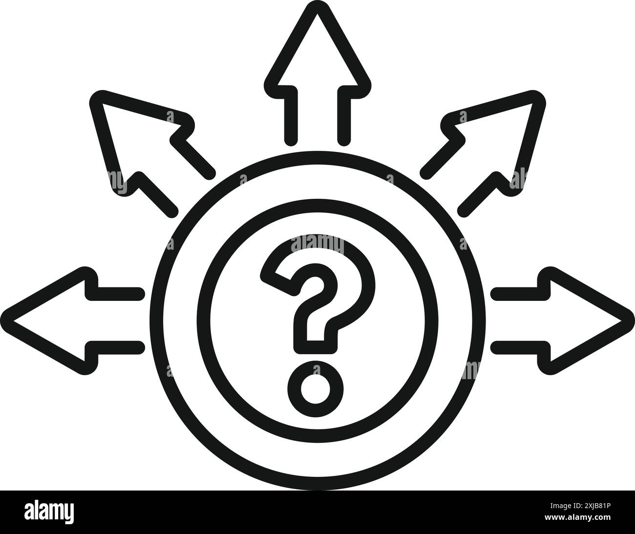 Concept of confusion with a question mark at the center of multiple ...