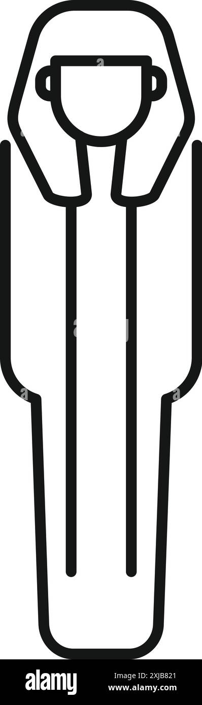 Line drawing of an egyptian sarcophagus, showcasing the stylized design ...