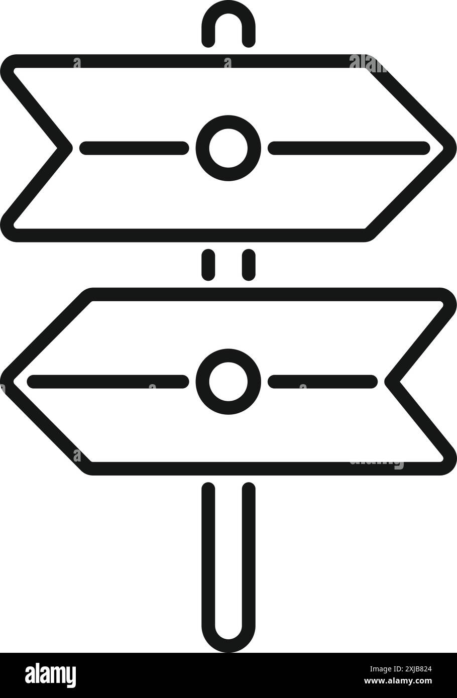 Simple line art icon of a two way direction signpost with arrows ...