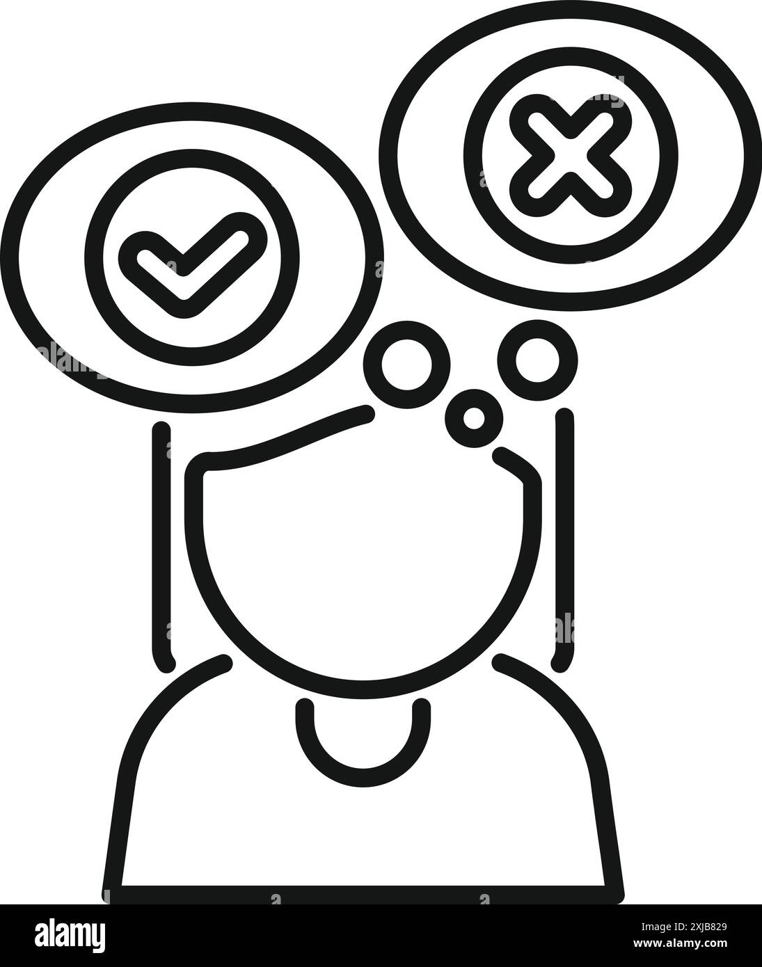 Person thinking with thought bubbles Black and White Stock Photos ...