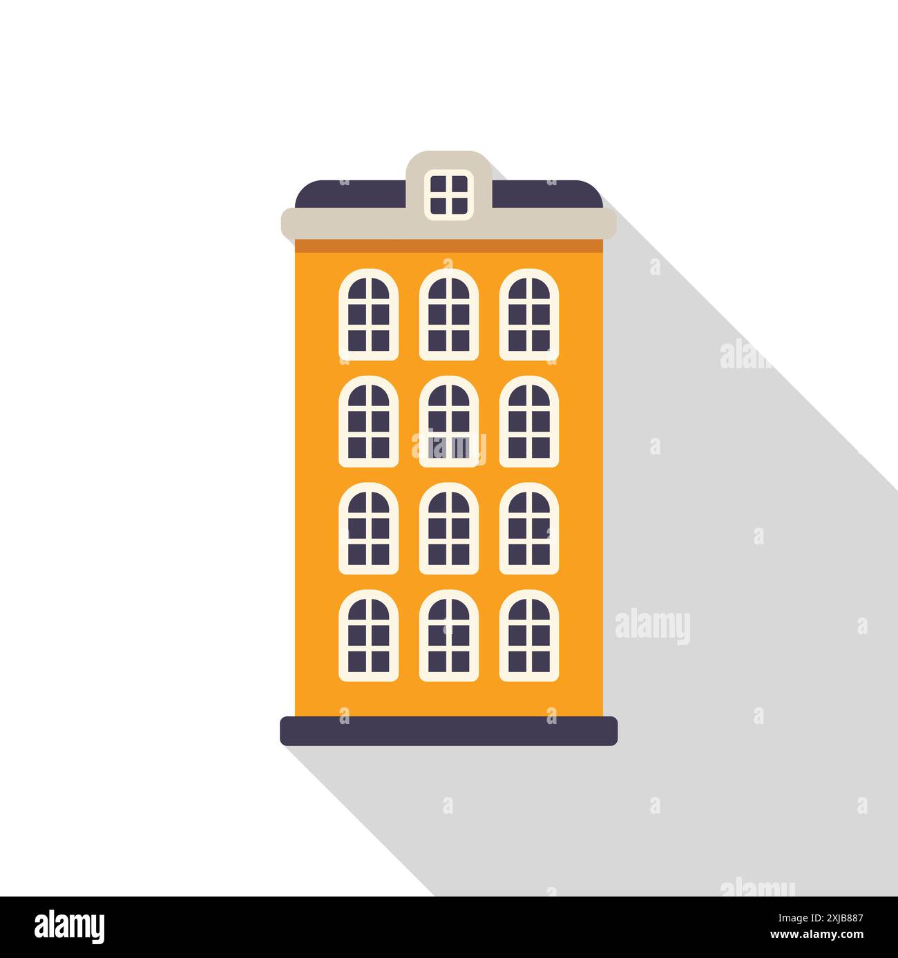 Tall residential building with many windows is casting a long shadow on ...