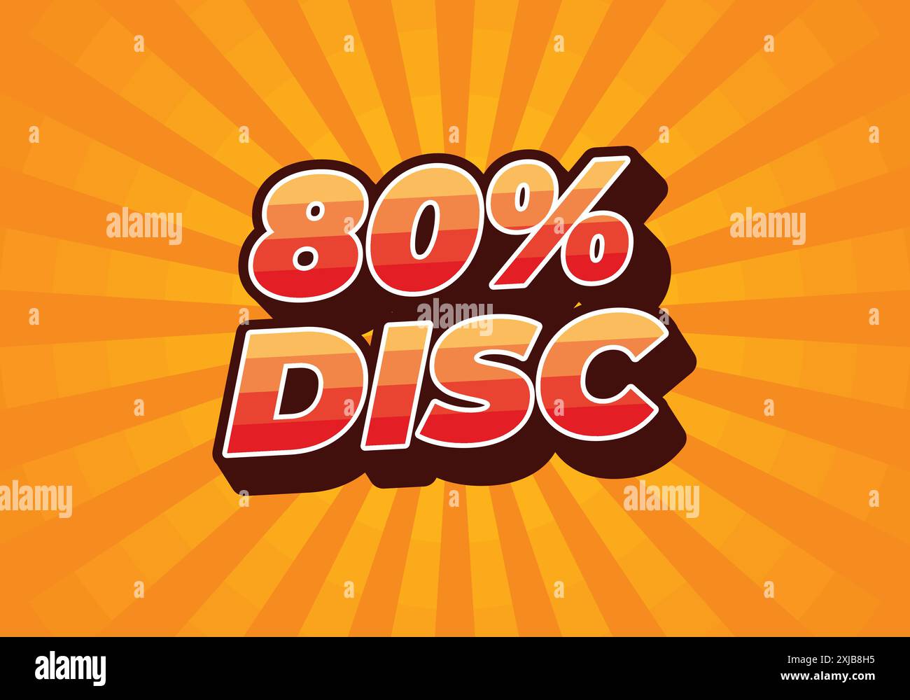80 percent discount. Text effect design in good colors and 3D style ...