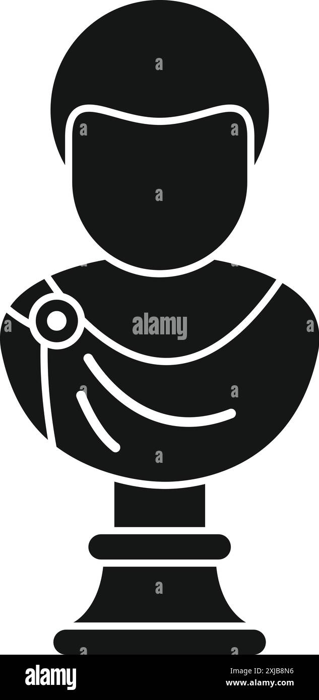 Black silhouette icon of a bust sculpture depicting a roman emperor ...
