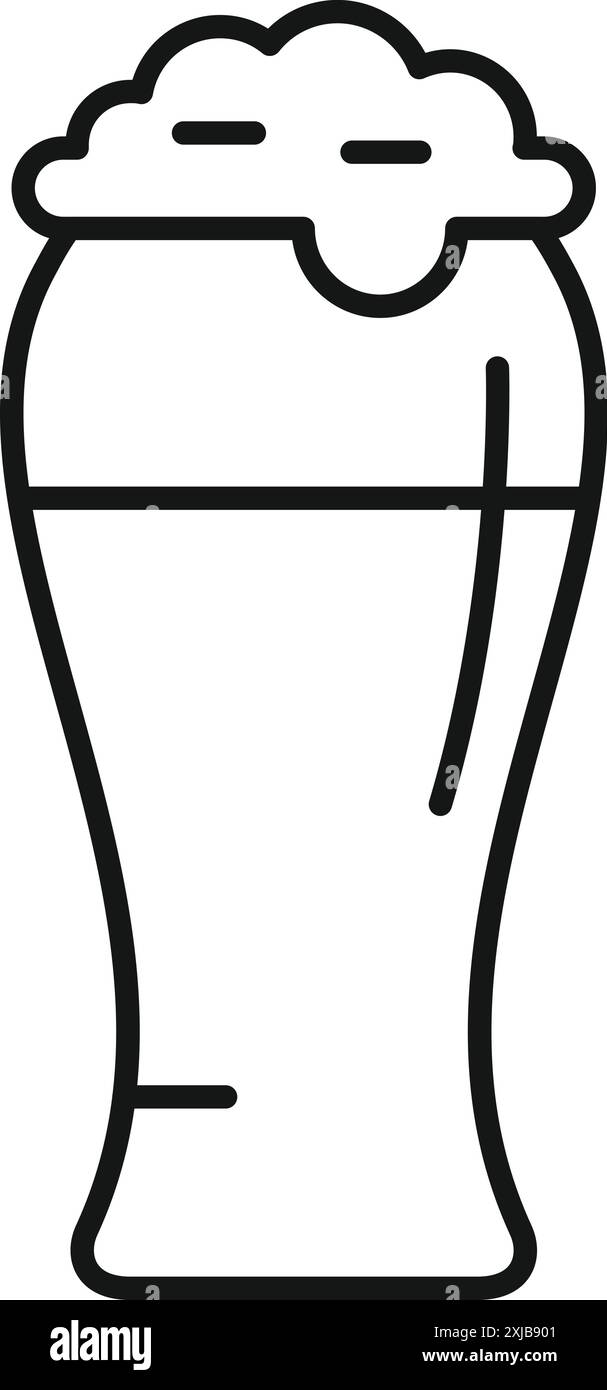Simple line drawing of a beer glass with foam, perfect for representing ...