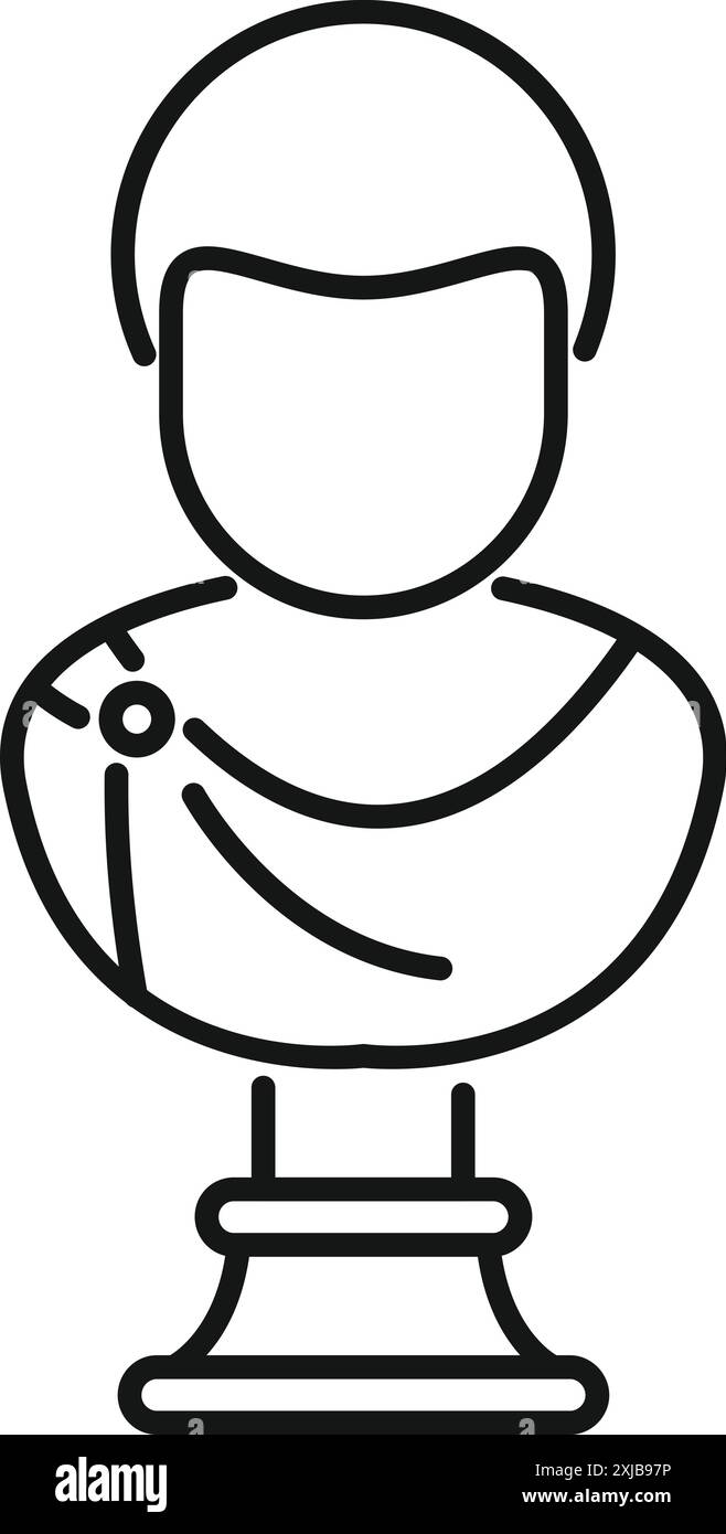 Line icon style illustration representing a bust of a roman emperor ...