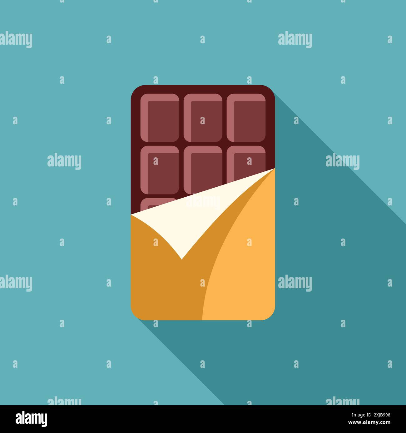 Partially opened chocolate bar with foil, showing the delicious squares ...