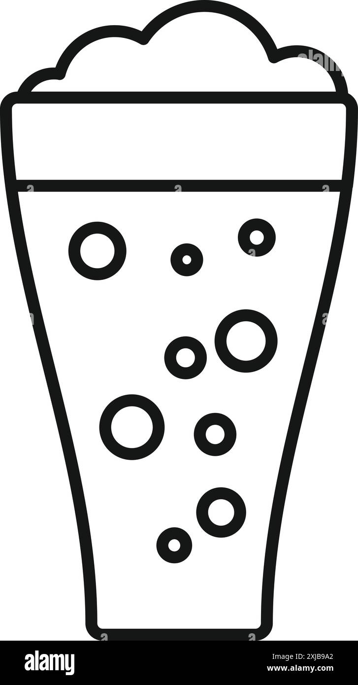 Simple line drawing of a tall glass with a foamy head, suggesting a ...
