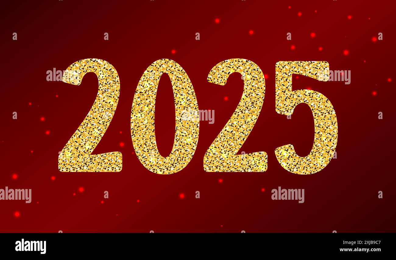2025 digits glitter. Golden 2025 year number. Shiny glowing particles ...