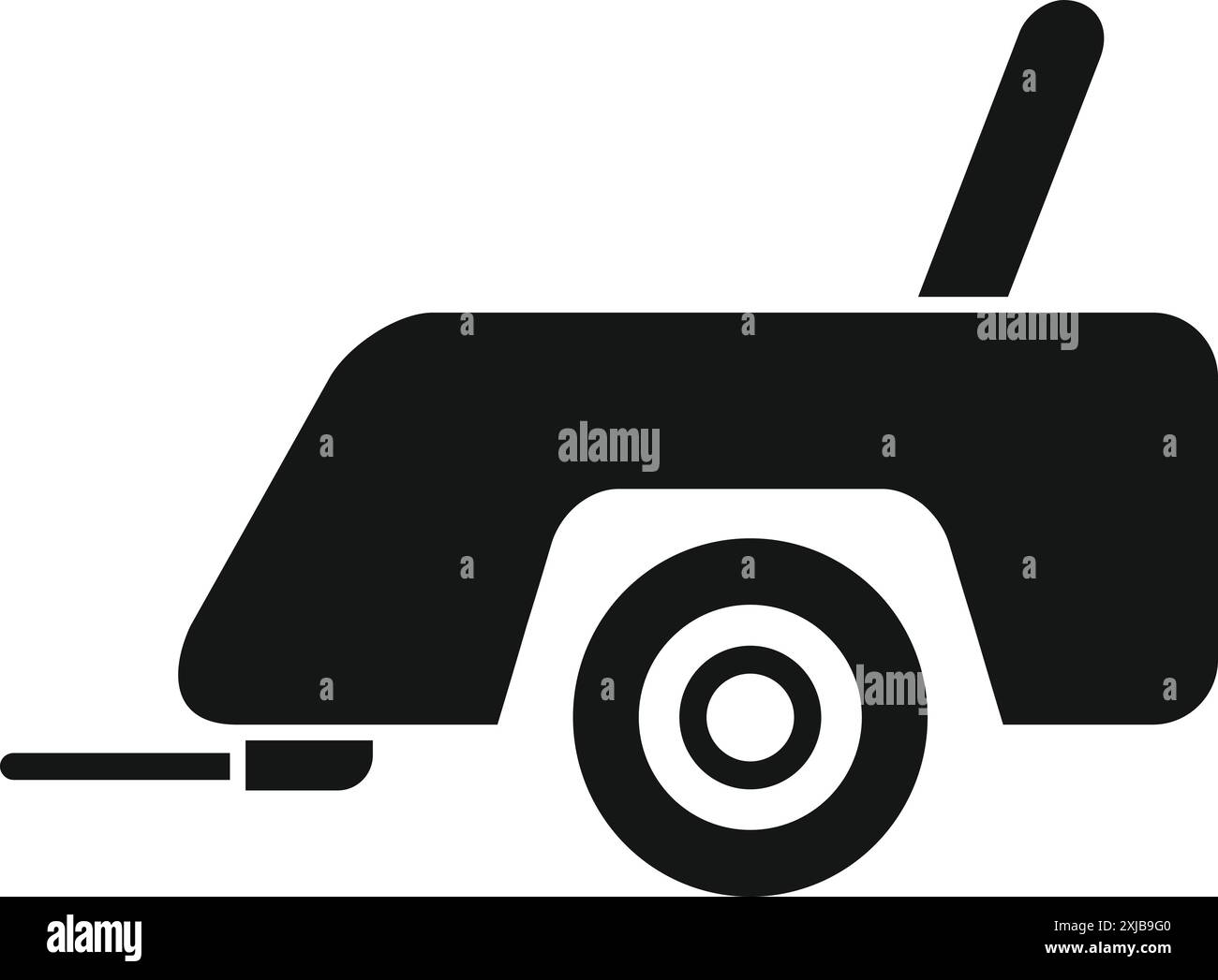 Black glyph icon of a trailer for transporting goods, a symbol of ...