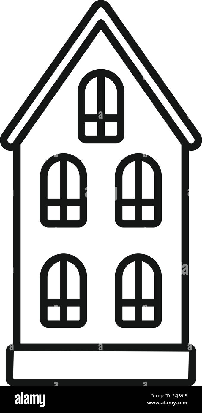 Simple line drawing representing a townhouse building, ideal for ...