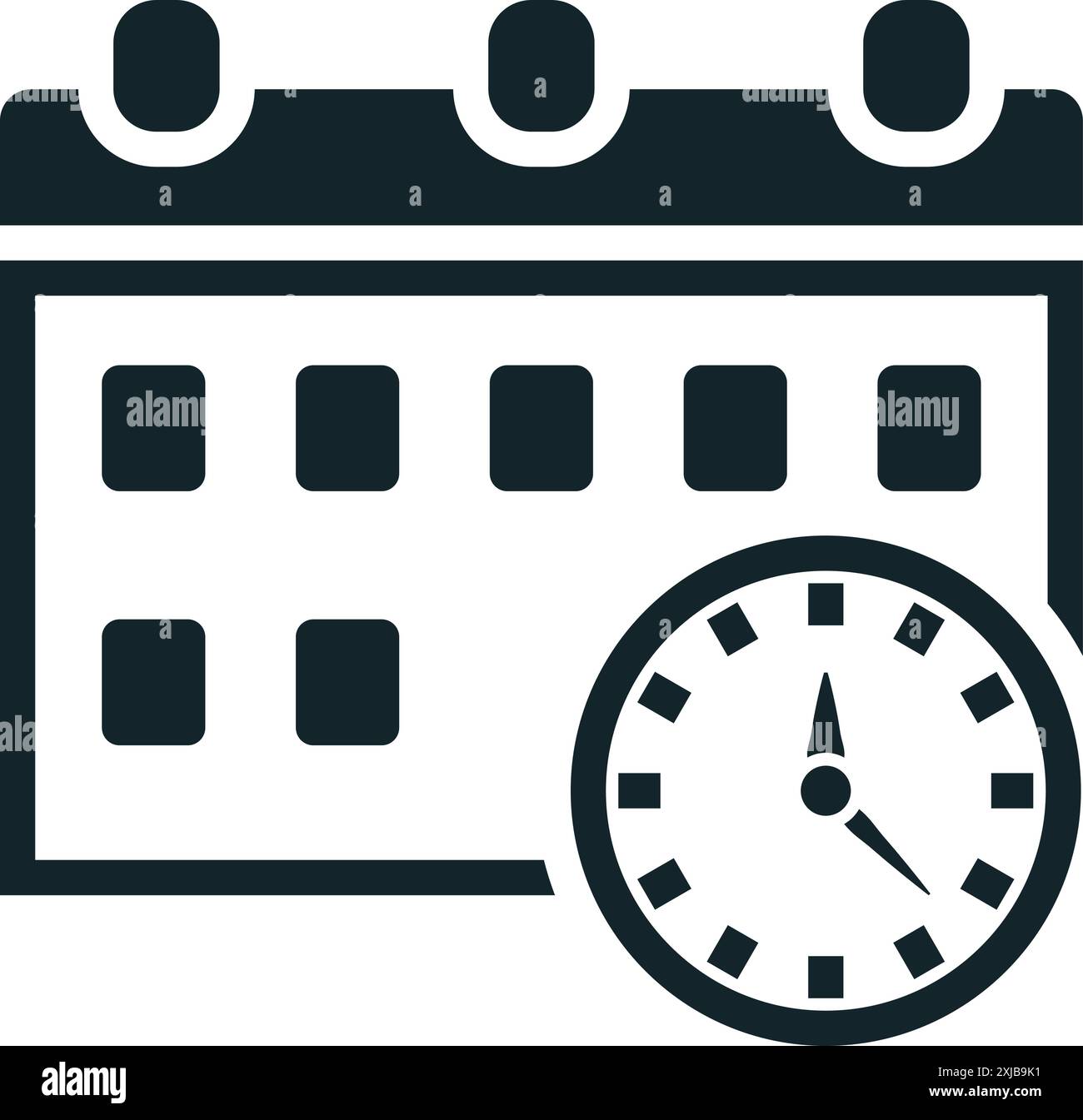 Clock face overlapping calendar icon showing scheduled event Stock ...