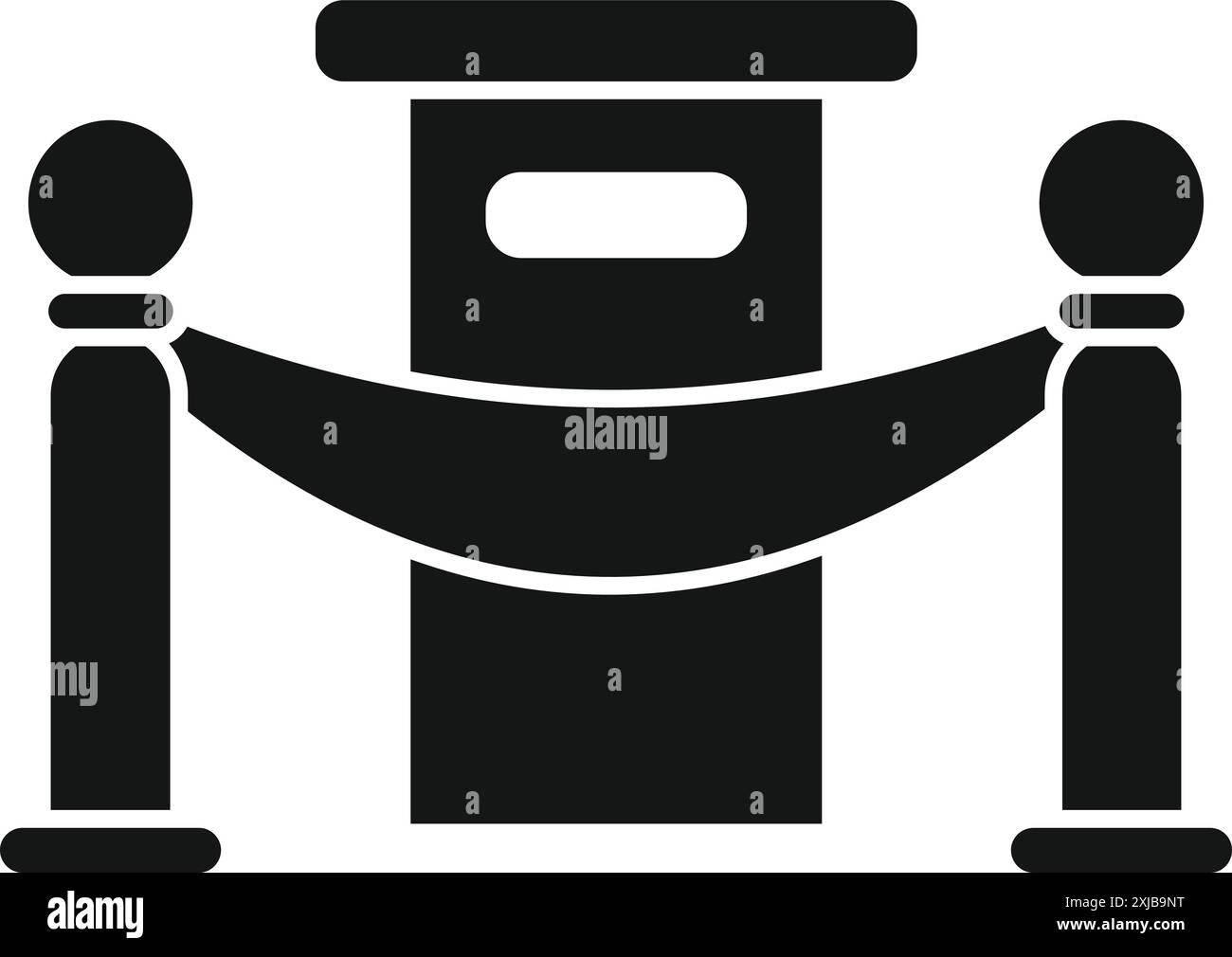 Black silhouette icon of a red carpet barrier separating access for vip ...