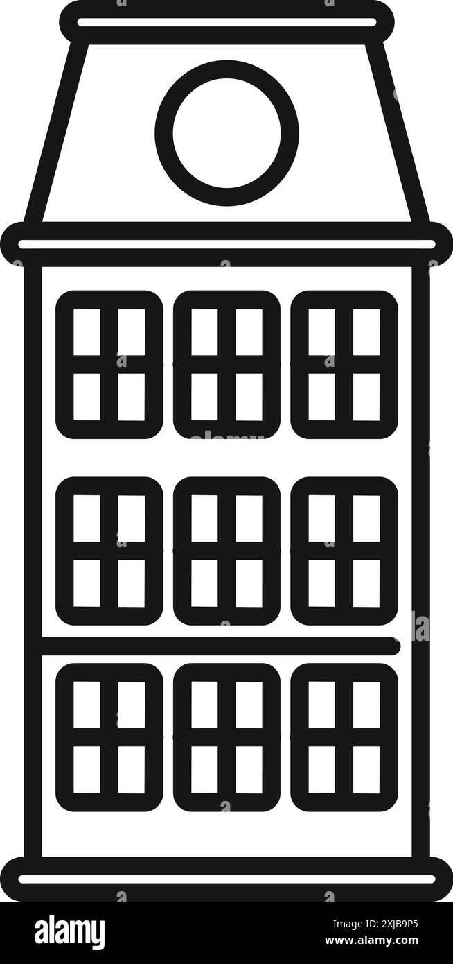 Simple line drawing of a traditional dutch building facade with three ...
