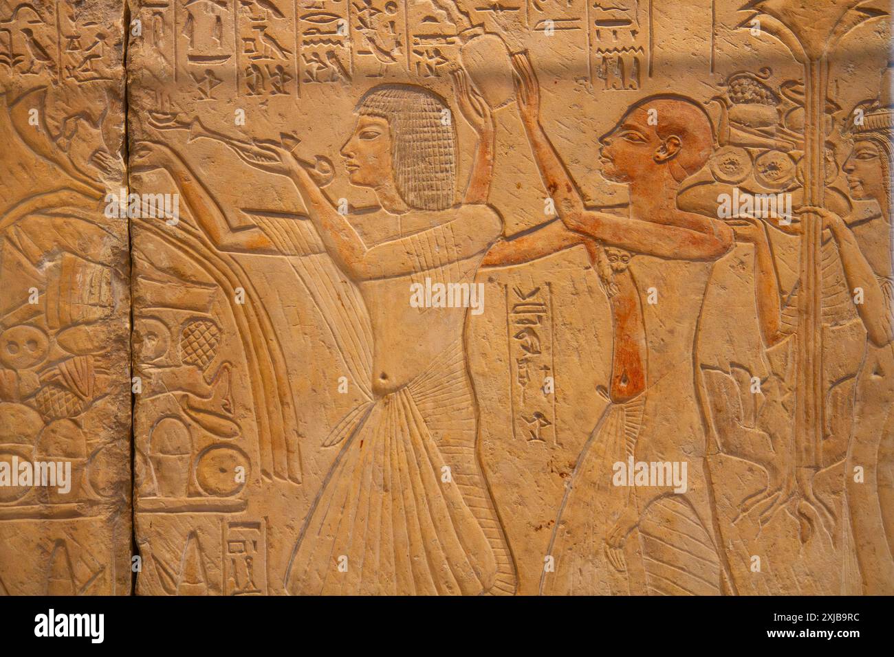 Priests by the offering table. Part of Riy and his wife Maya relief ...