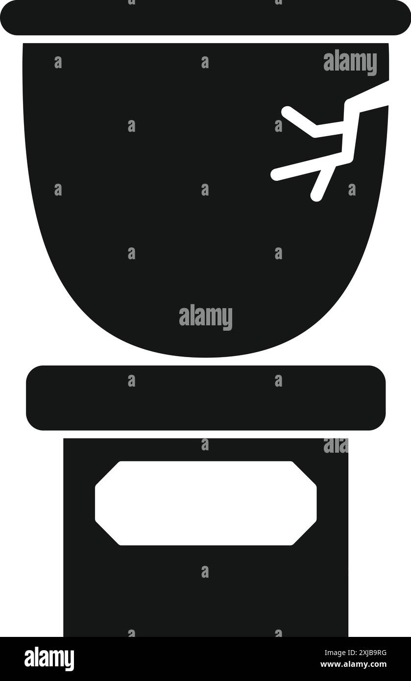 Black glyph icon for a broken pot standing on a museum pedestal ...