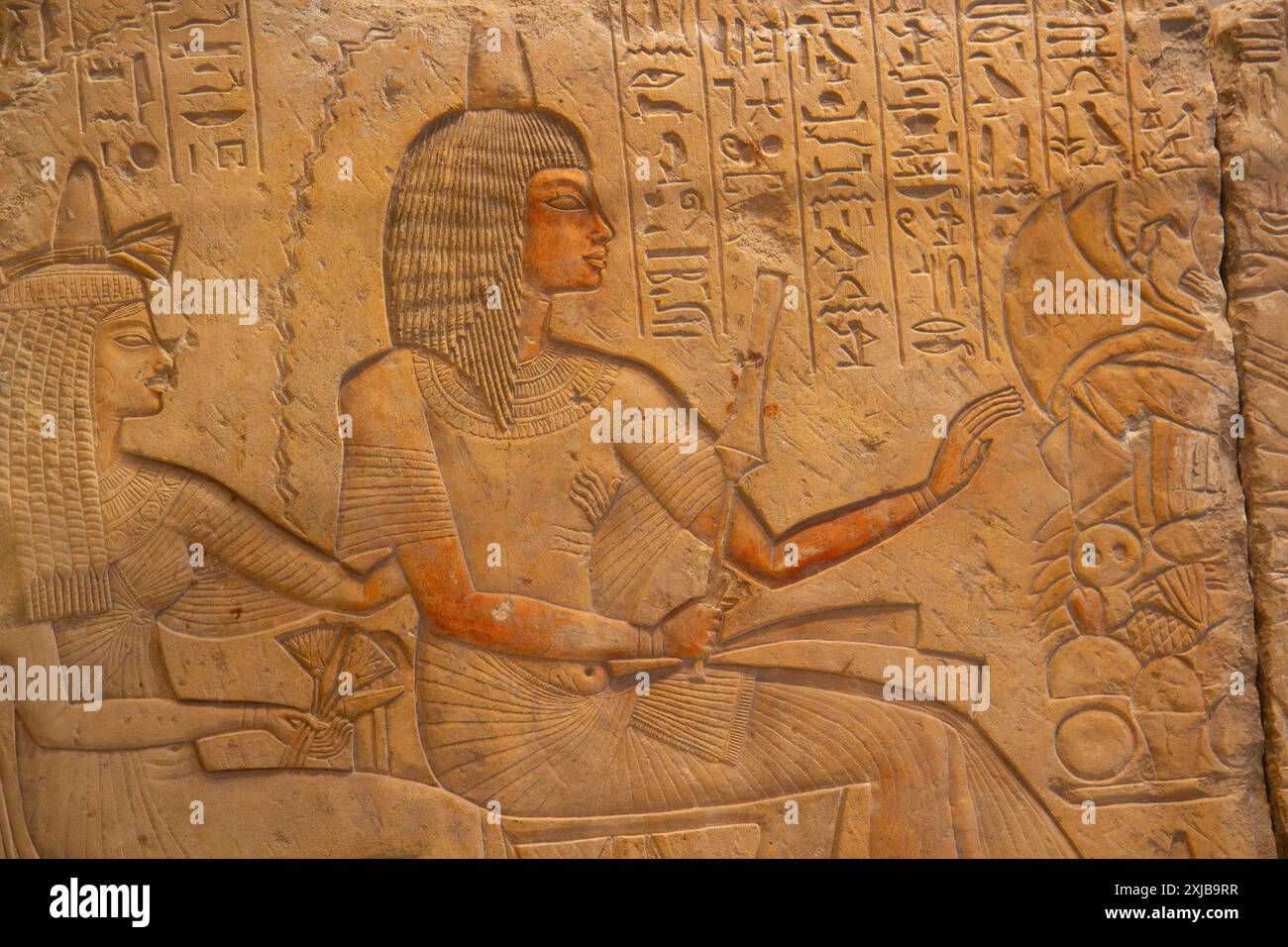 Fragment of a relief of Riy and his wife Maya. New Kingdom, 18-19th ...