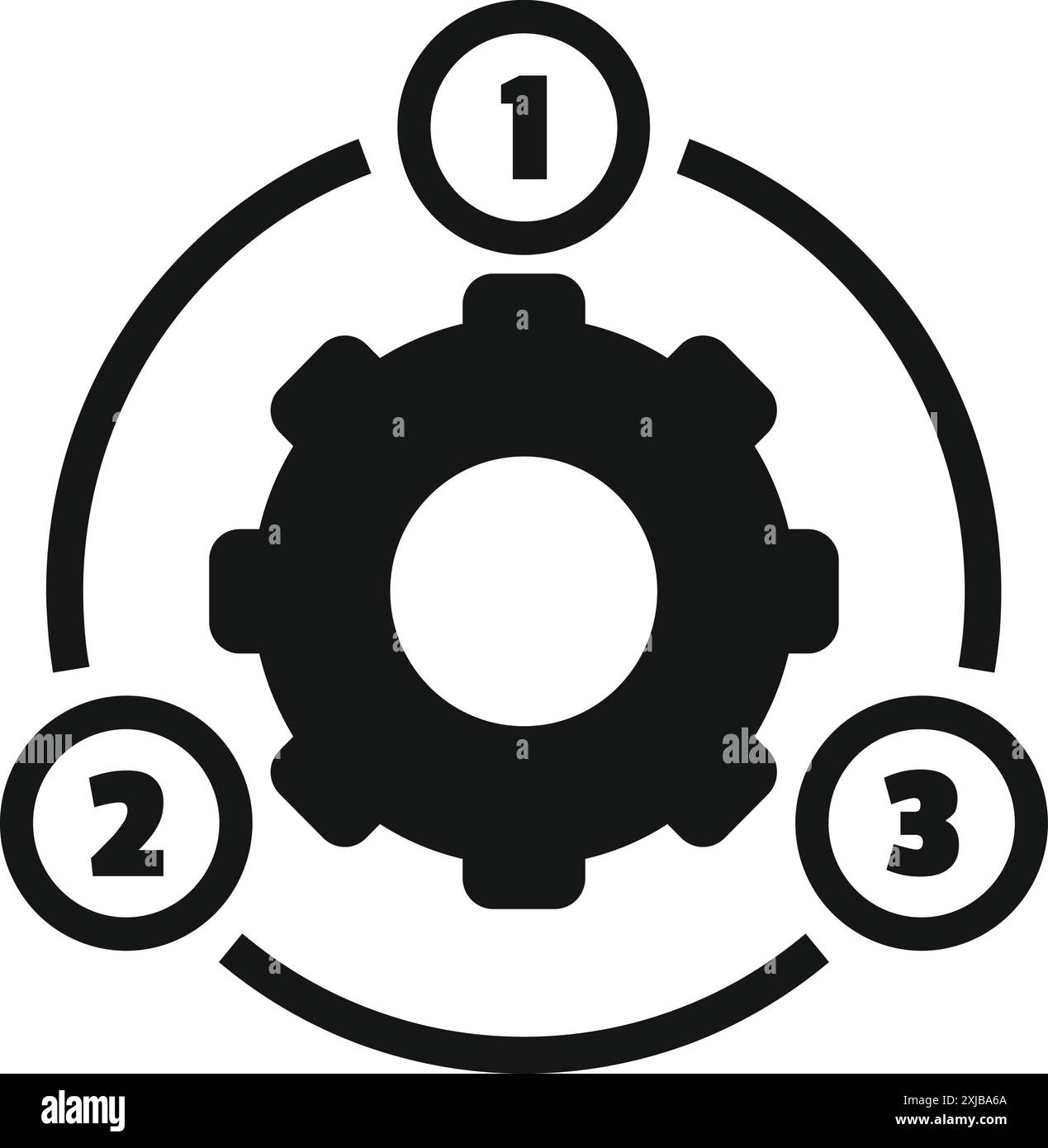 Black icon of an algorithm working with a three steps process and a ...