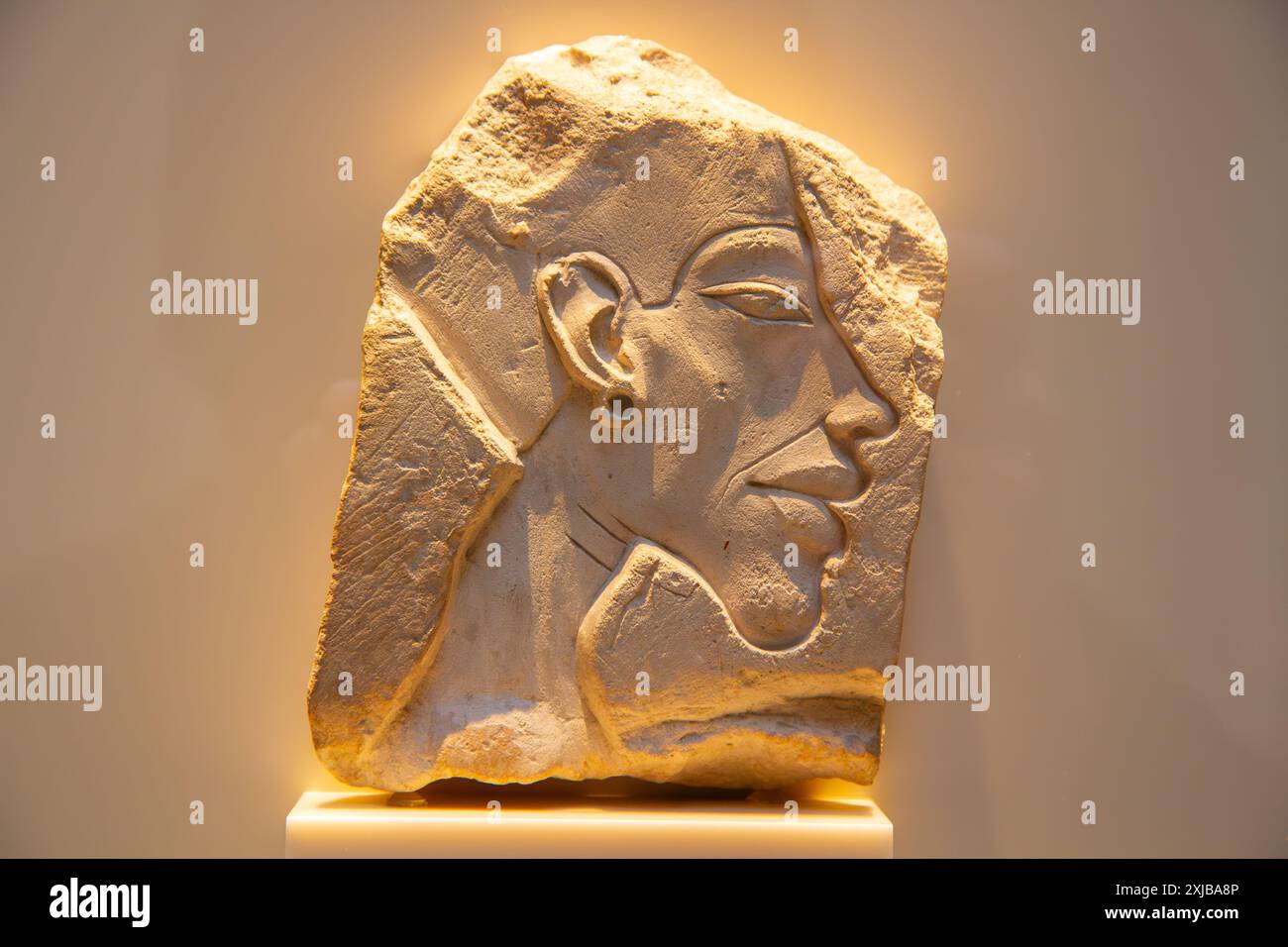 Relief profile portrait of Egyptian pharaoh Akhenaten. New kingdom ...