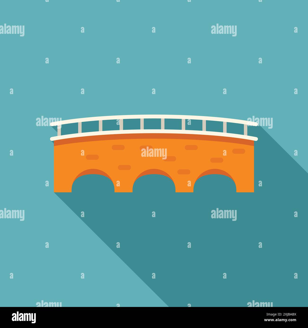 Minimalist icon of an old stone bridge with arches, connecting two ...