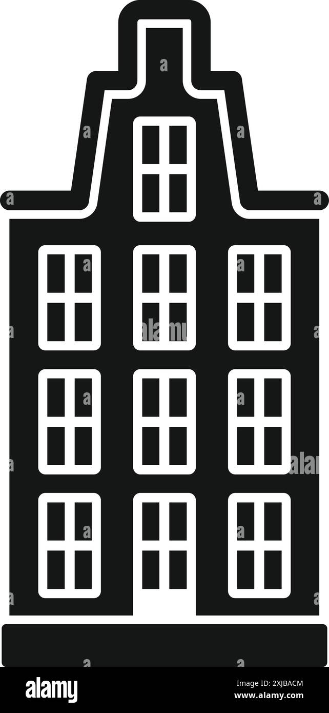 Simple black glyph representing a typical dutch house facade, with its ...
