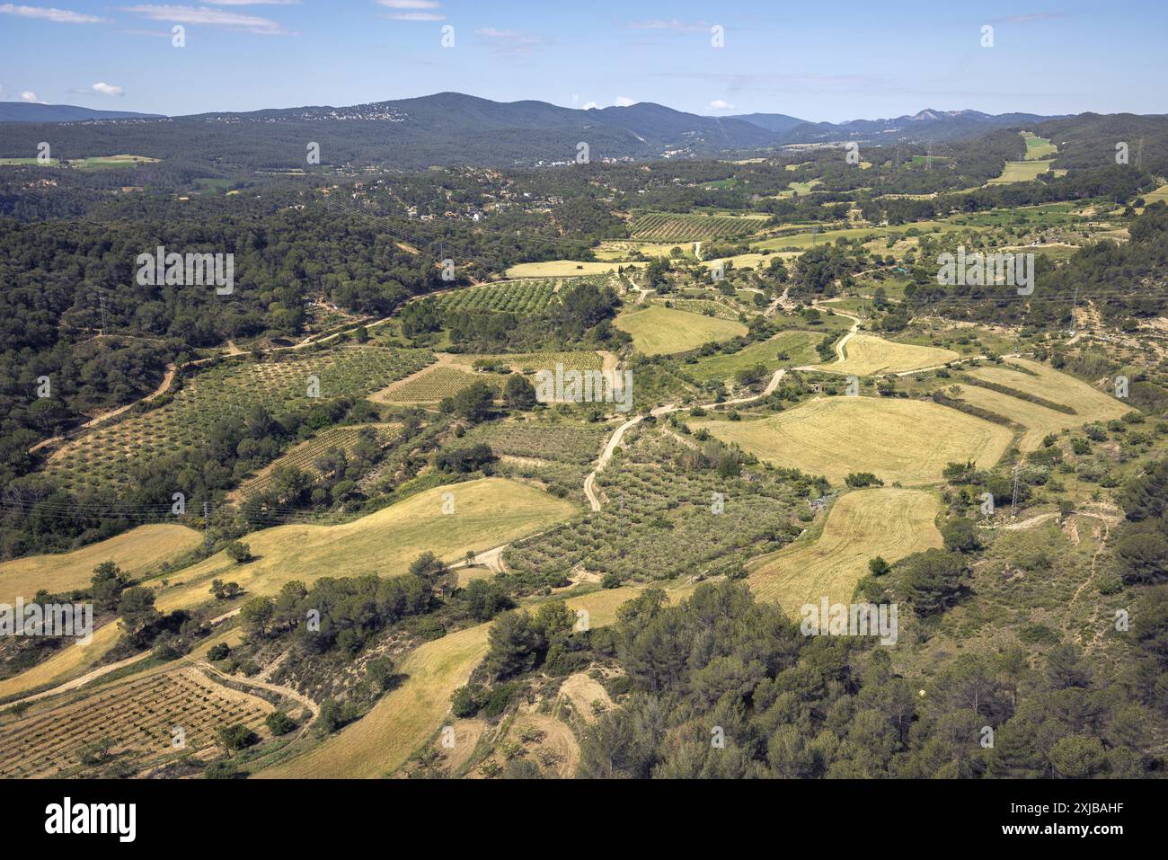 A stunning aerial view of the Anoia countryside in Catalonia ...