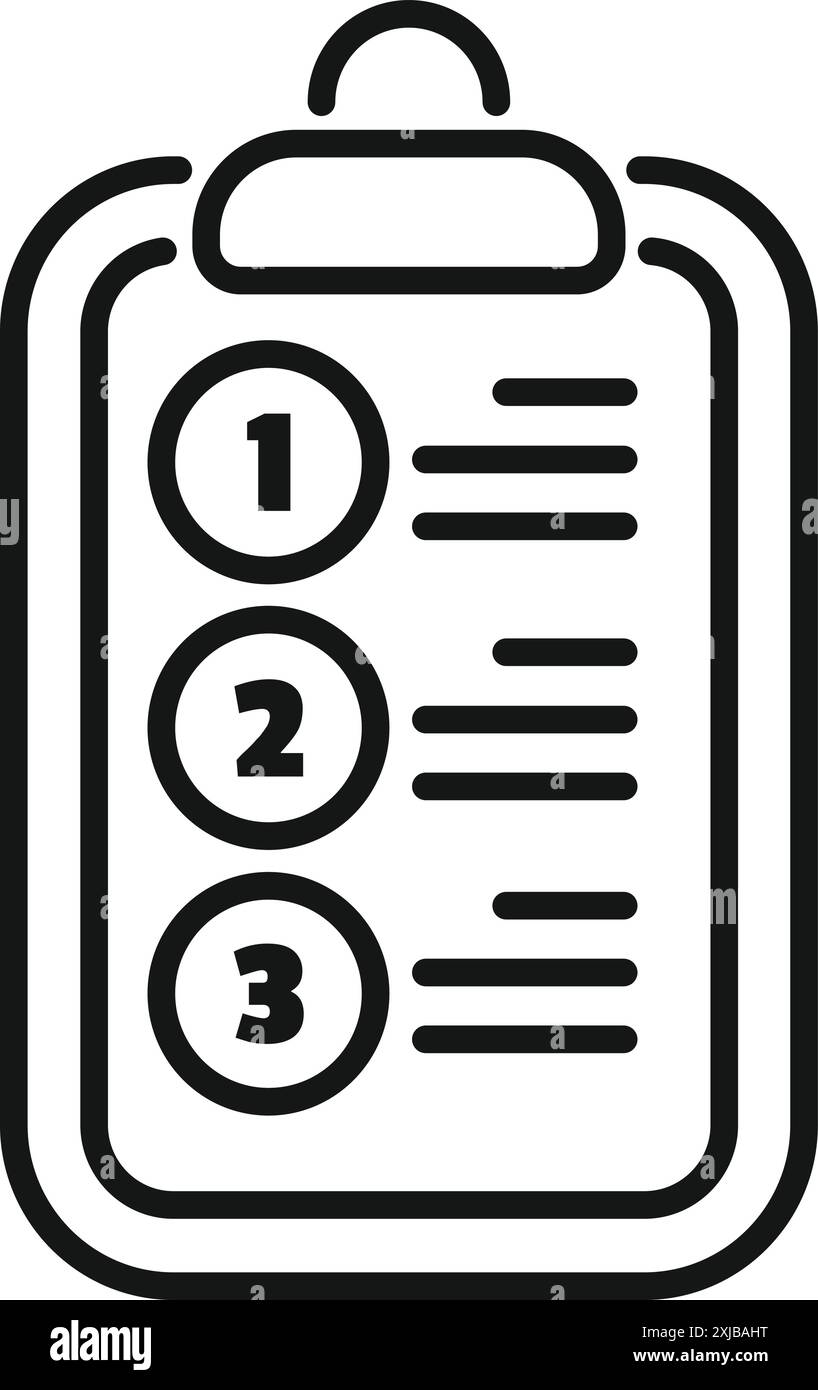 Clipboard is showing a checklist with numbers one, two and three for a ...