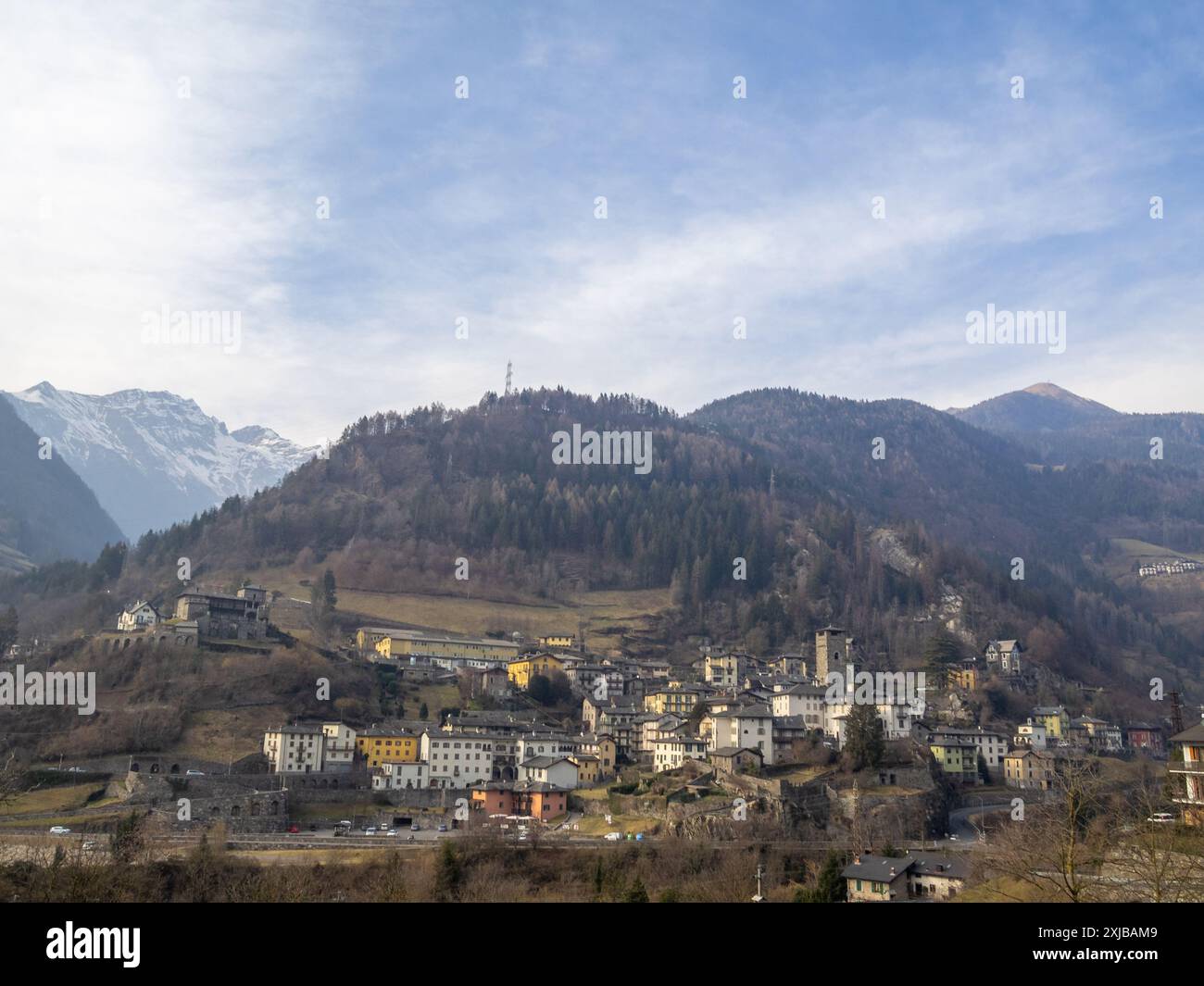 Gromo below the mountains Stock Photo - Alamy