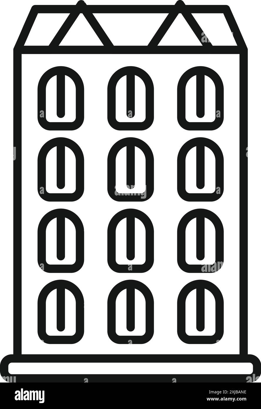 Simple icon of a multi story building under construction, with ...