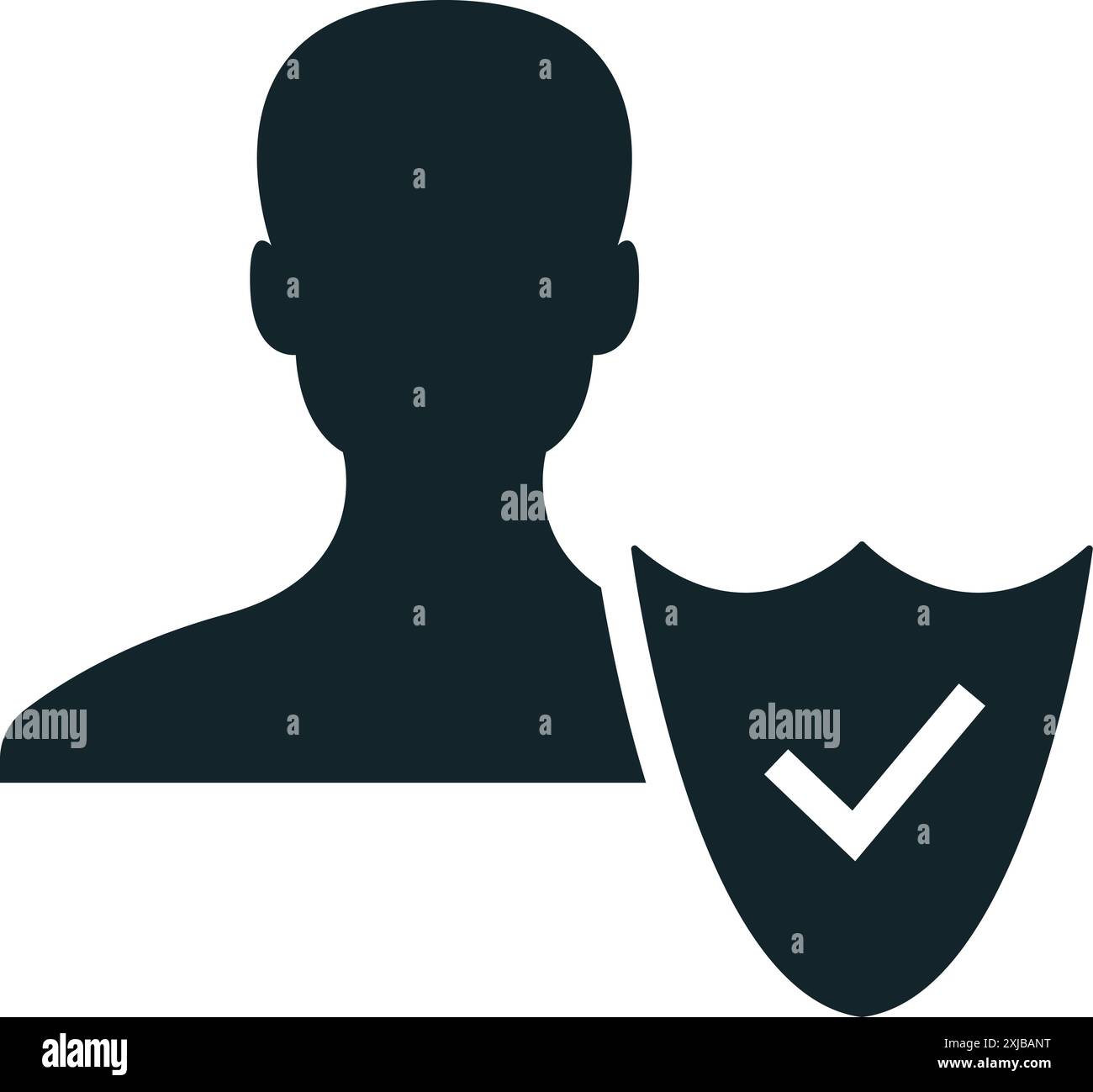 Secure user account with check mark shield providing identity protection and safety Stock Vector ...