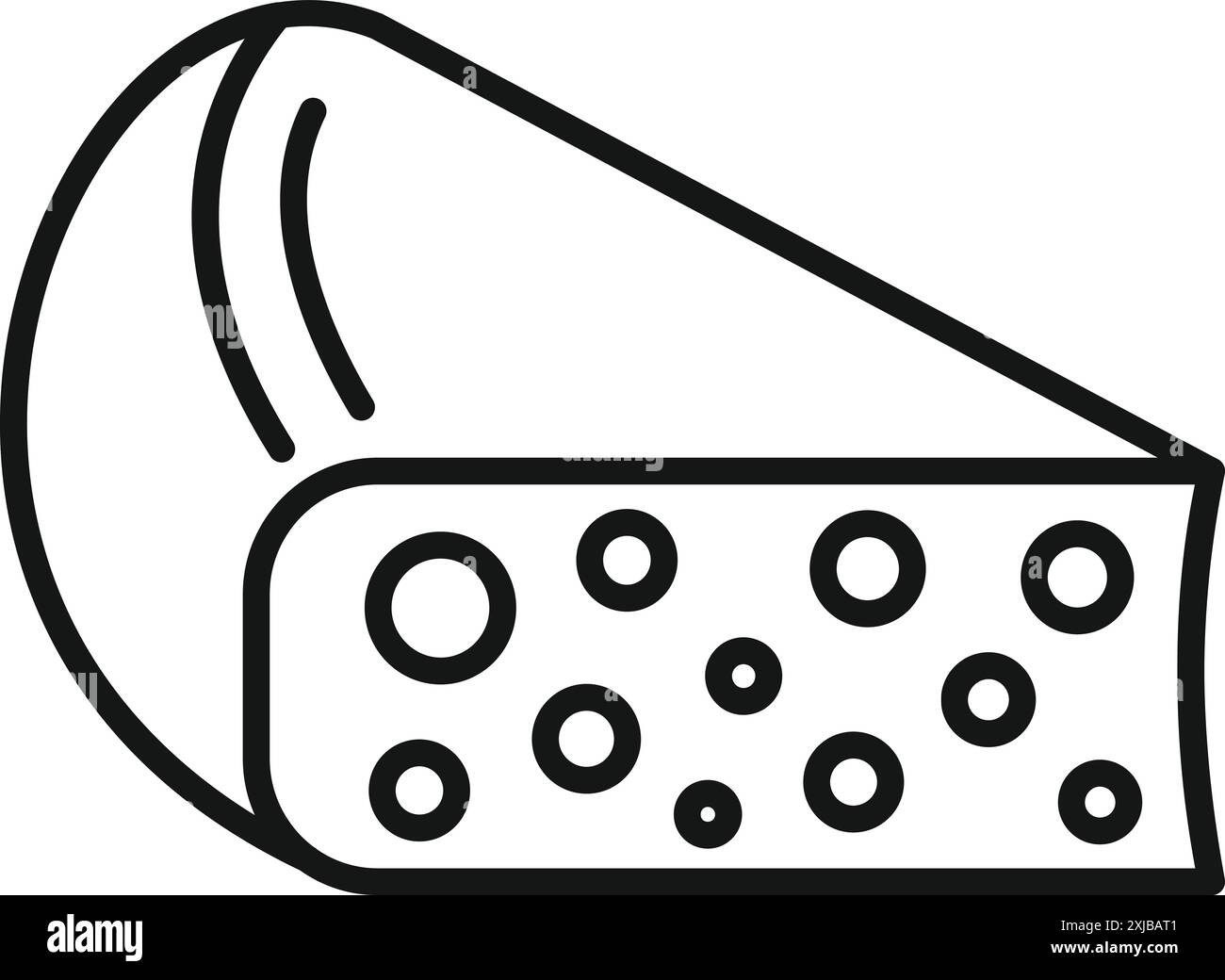 Line art icon illustration of a slice of swiss cheese with holes ...
