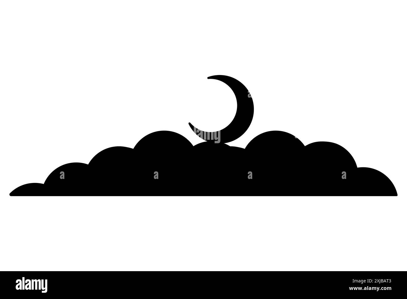 Moon silhouette vector art illustration and isolated outline moon icon ...