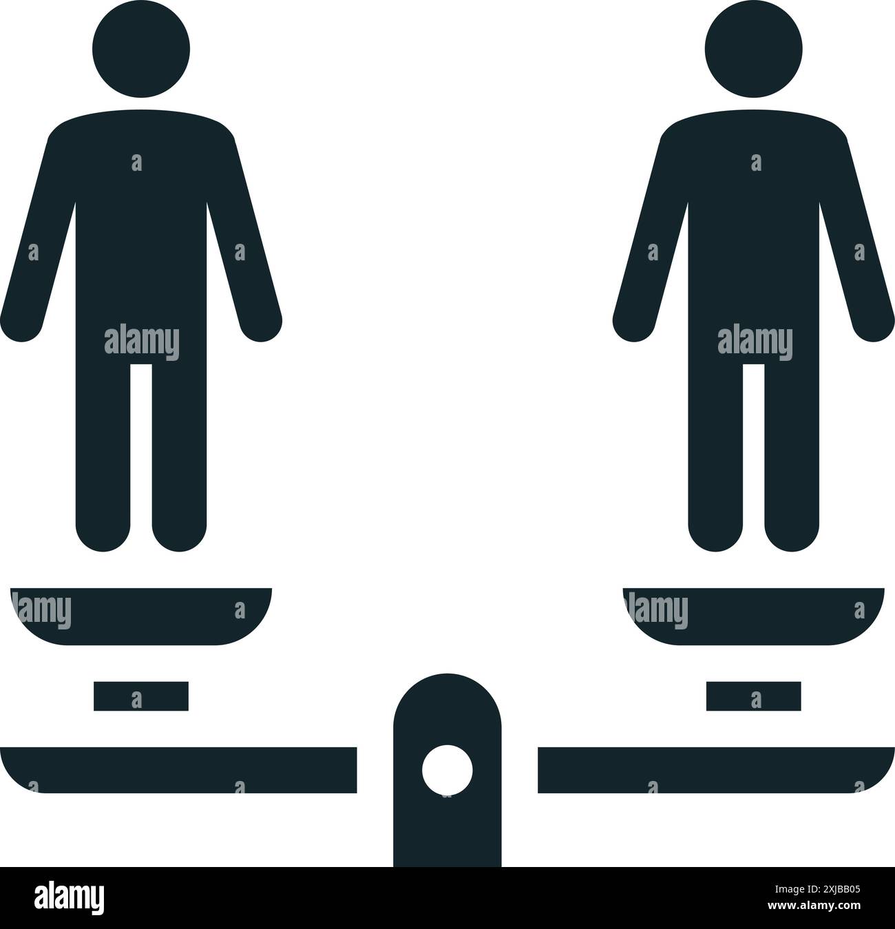 Two businessmen standing on a balance scale representing equality Stock ...