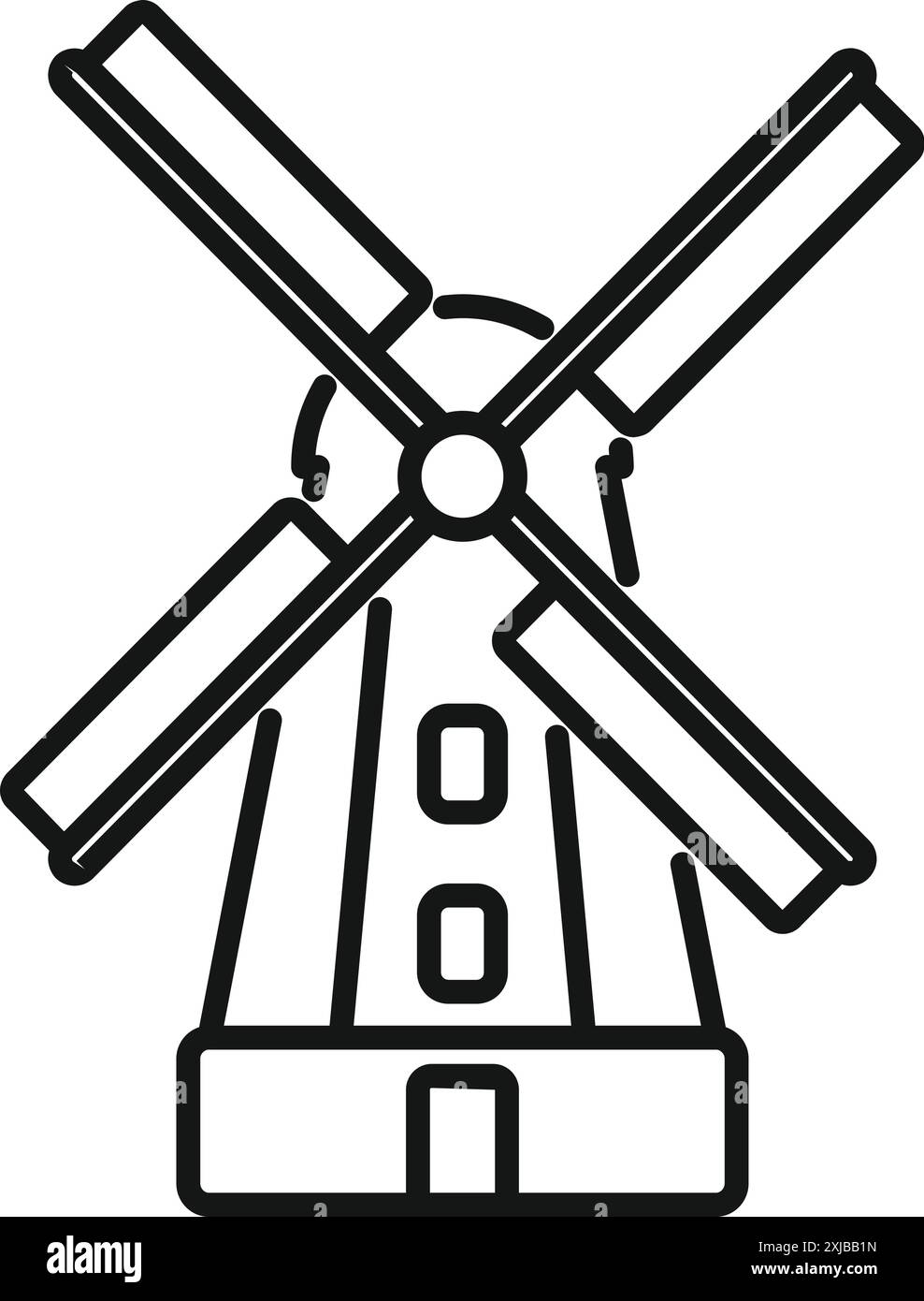 Classic dutch windmill with large blades rotating and generating green ...