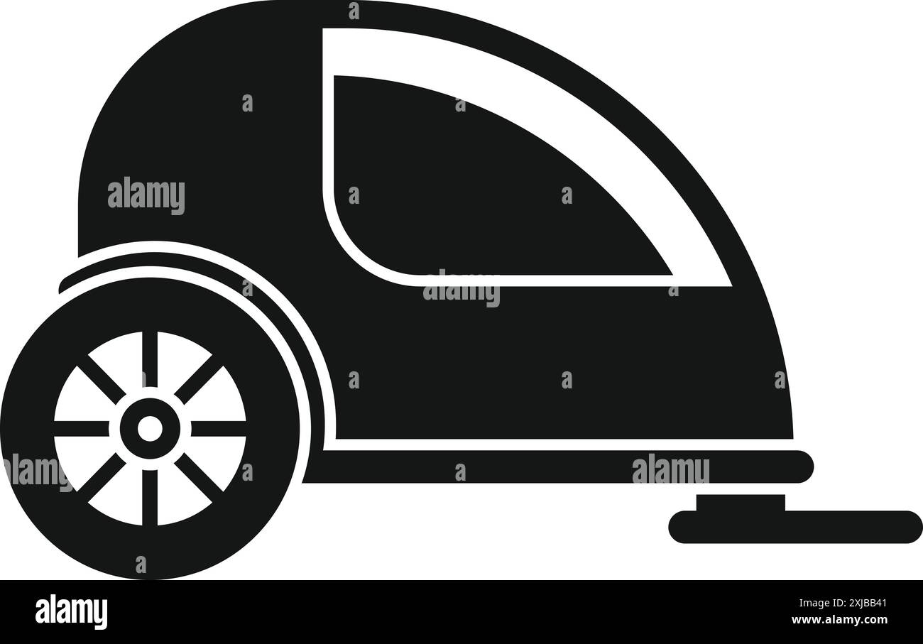 Simple icon of a smart car being parked by an automated parking system ...