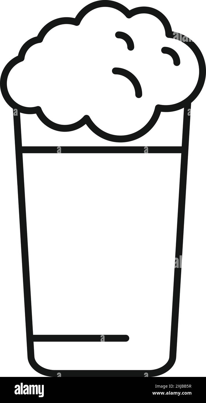 Simple line drawing of a glass of beer with a foamy head Stock Vector ...