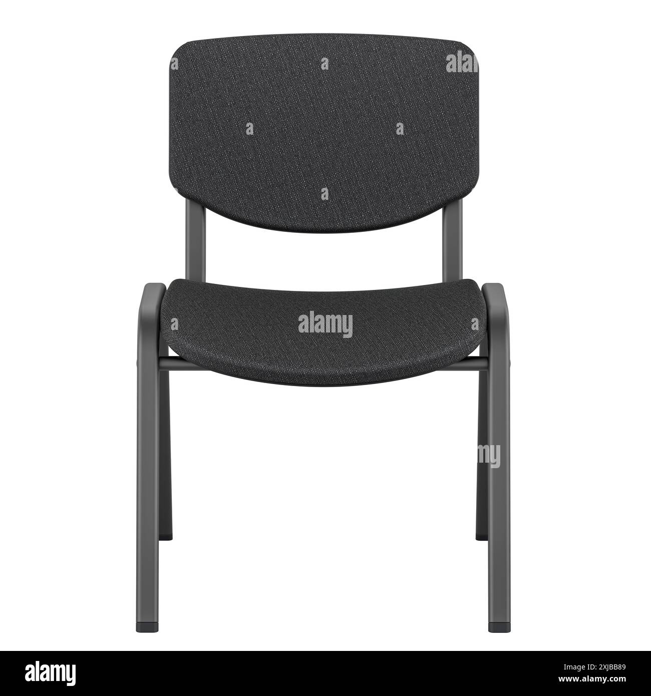 Office Chair without wheels. Black color, front view. 3D rendering ...