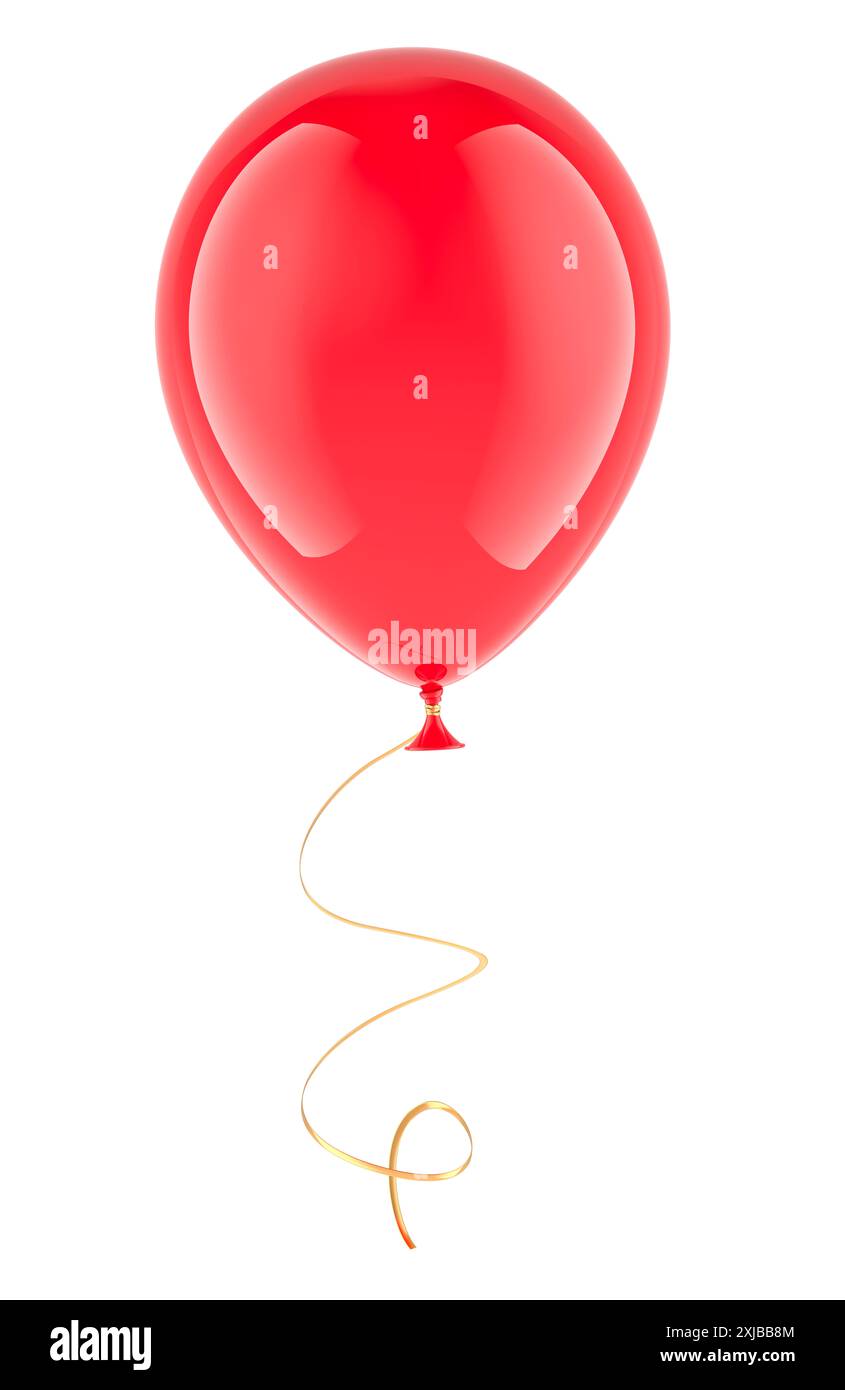 Red party balloon, 3D rendering isolated on white background Stock ...