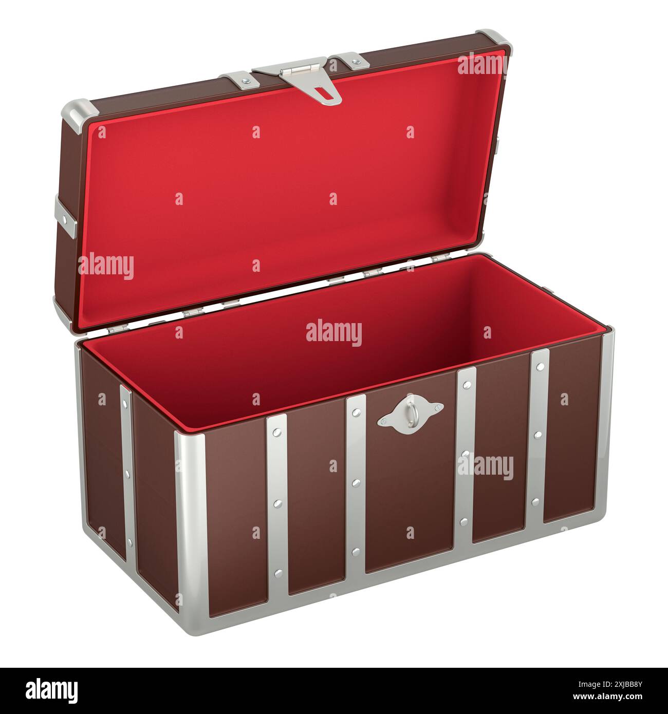 Opened Empty Treasure Chest. 3D rendering isolated on white background ...
