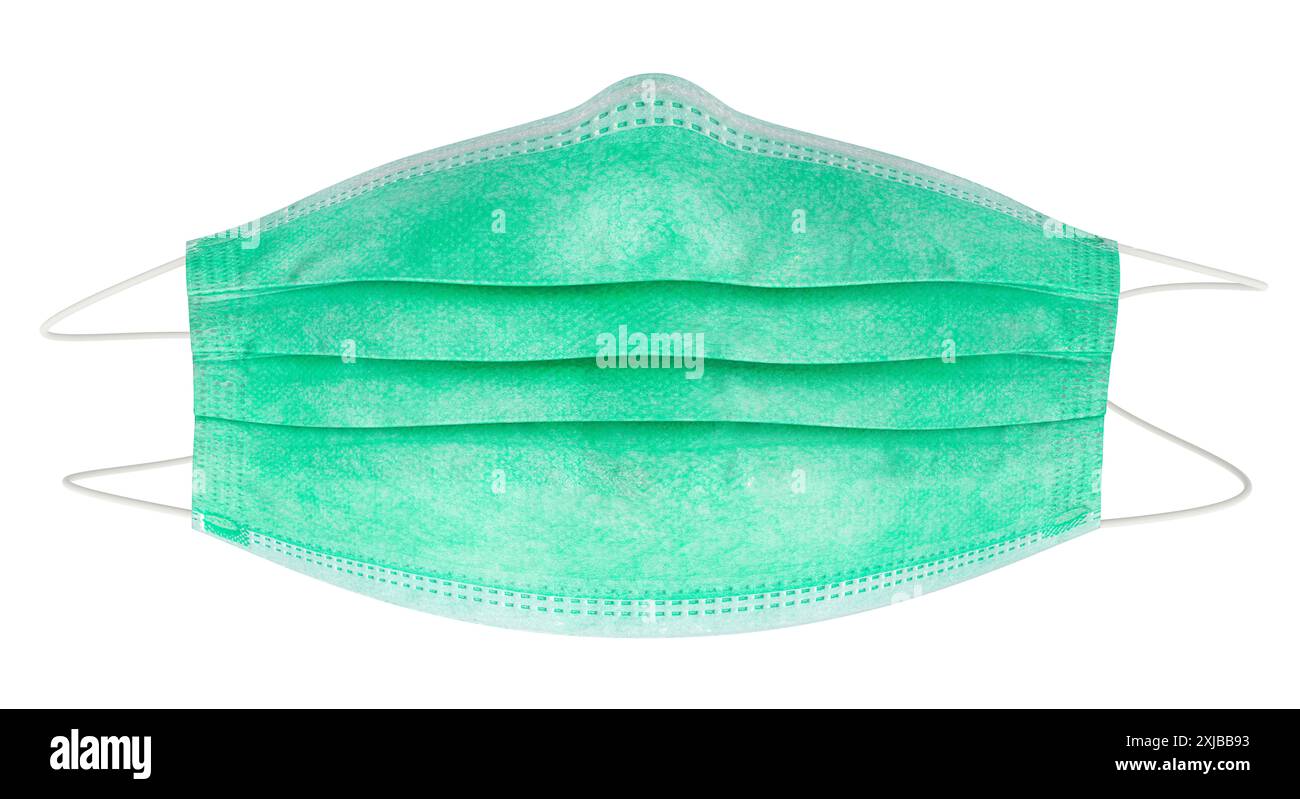Turquoise Medical Mask or surgical face mask, front view, 3D rendering ...
