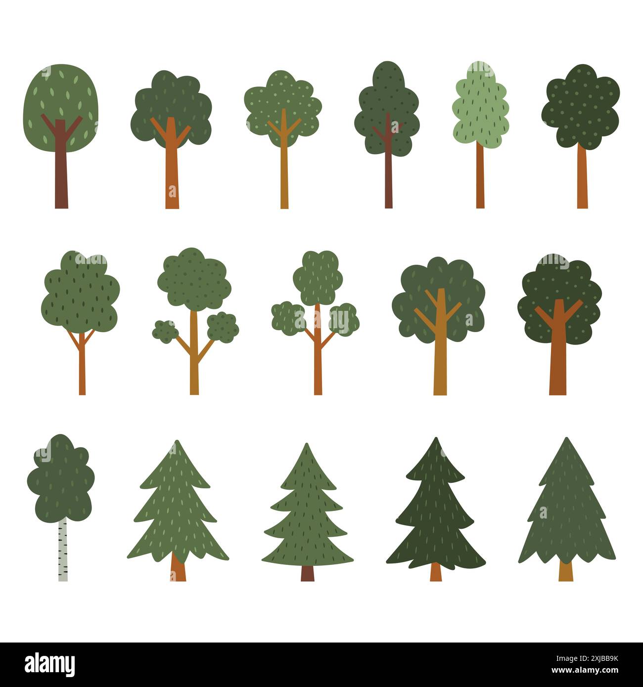 A set of simple vector images of trees collection Stock Vector Image ...