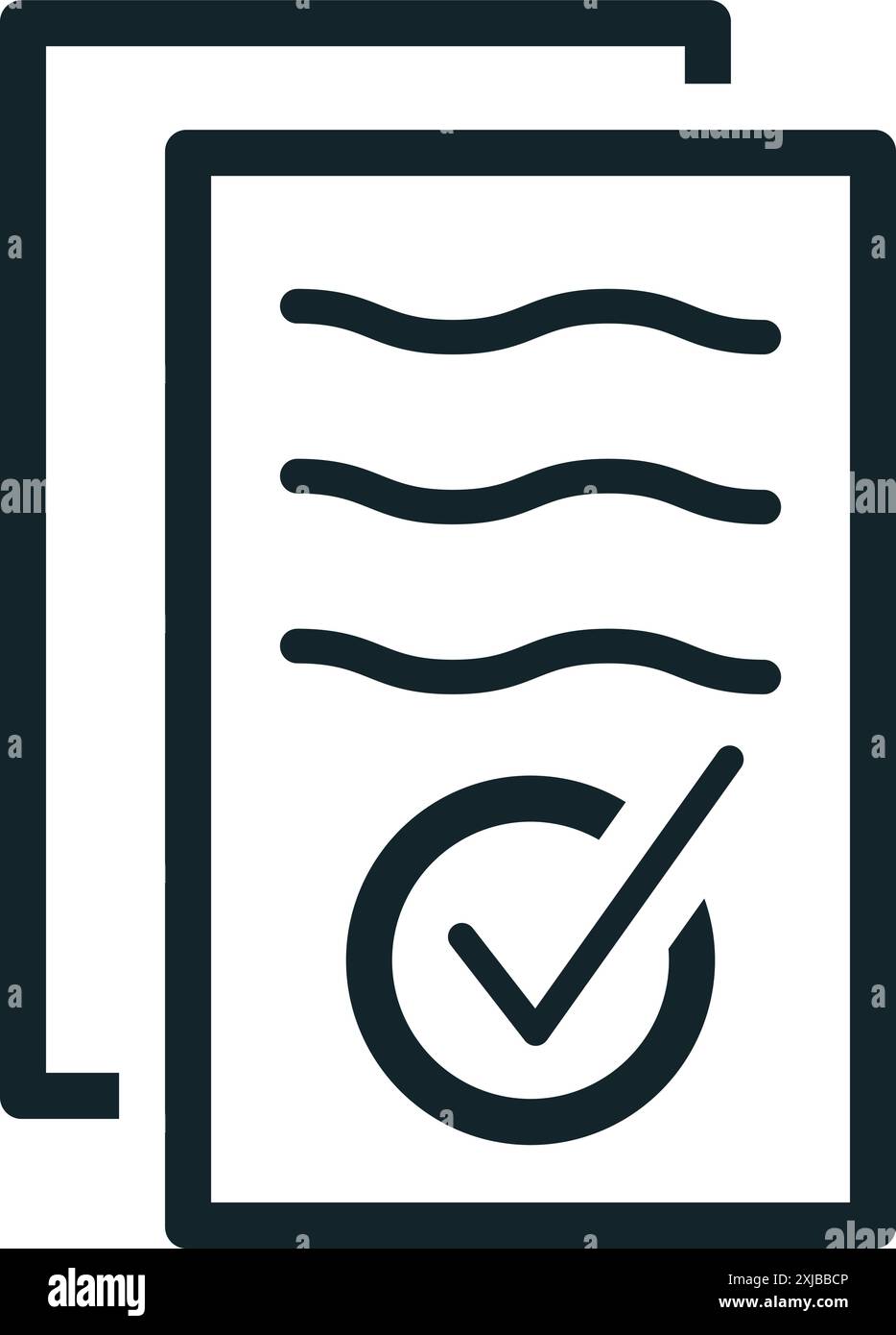 Minimalist icon of document being approved with check mark symbol Stock ...