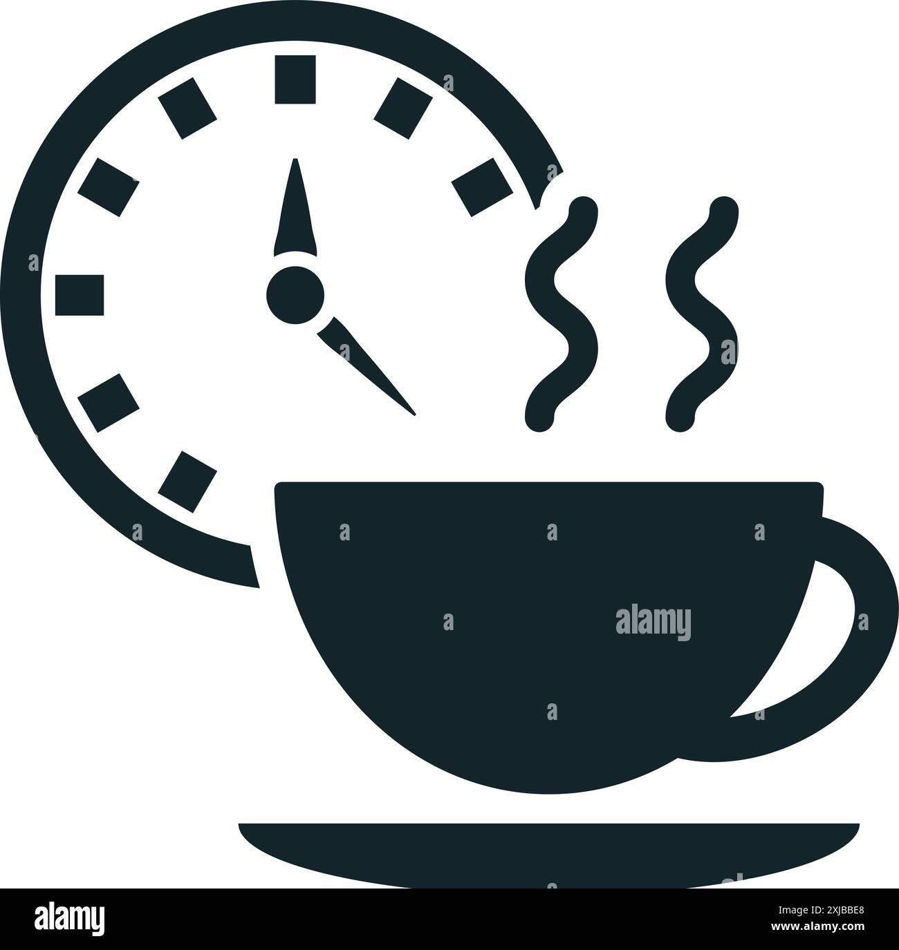 Clock showing coffee break time with steaming cup icon Stock Vector ...