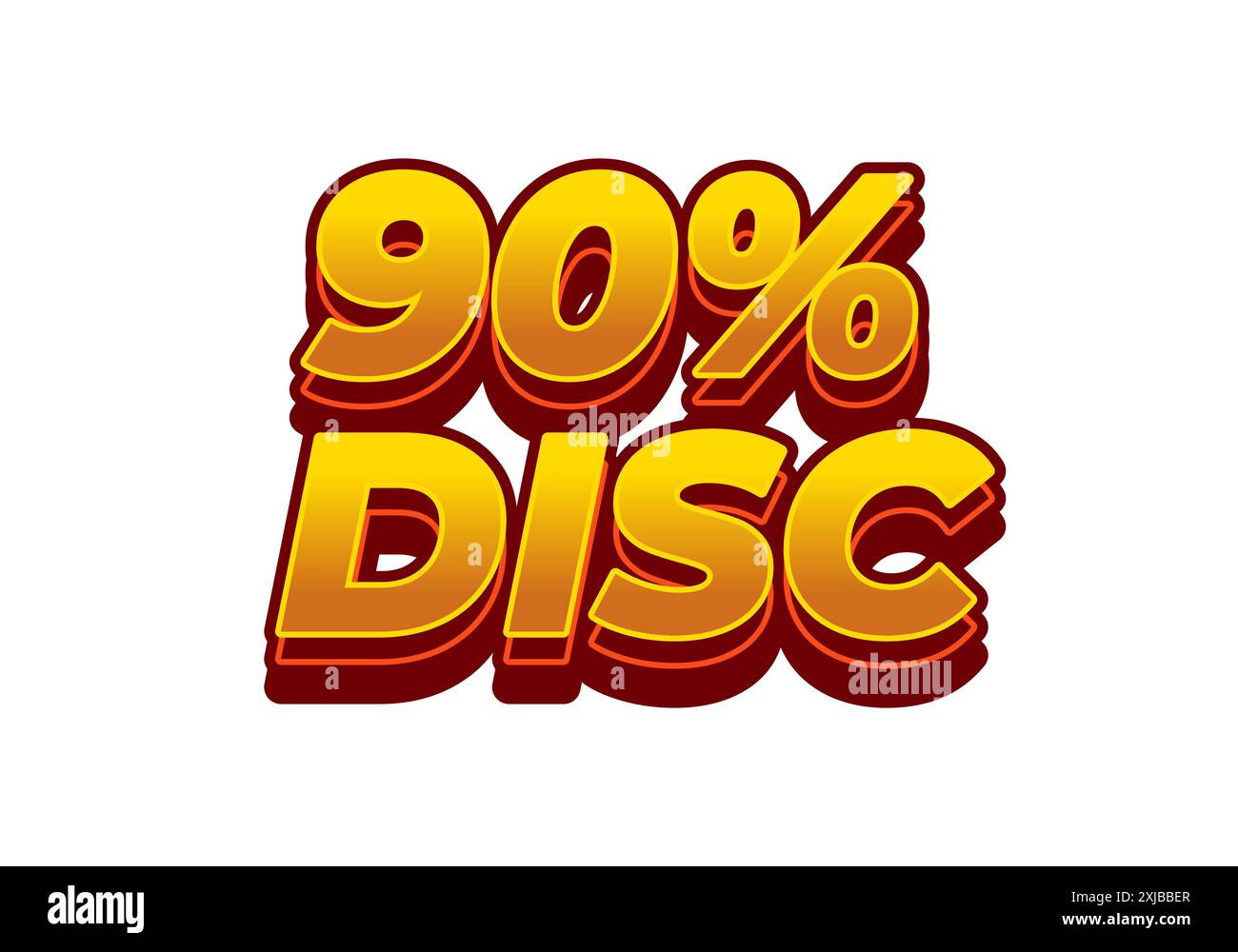 90 percent discount. Text effect design in 3D style with eye catching ...