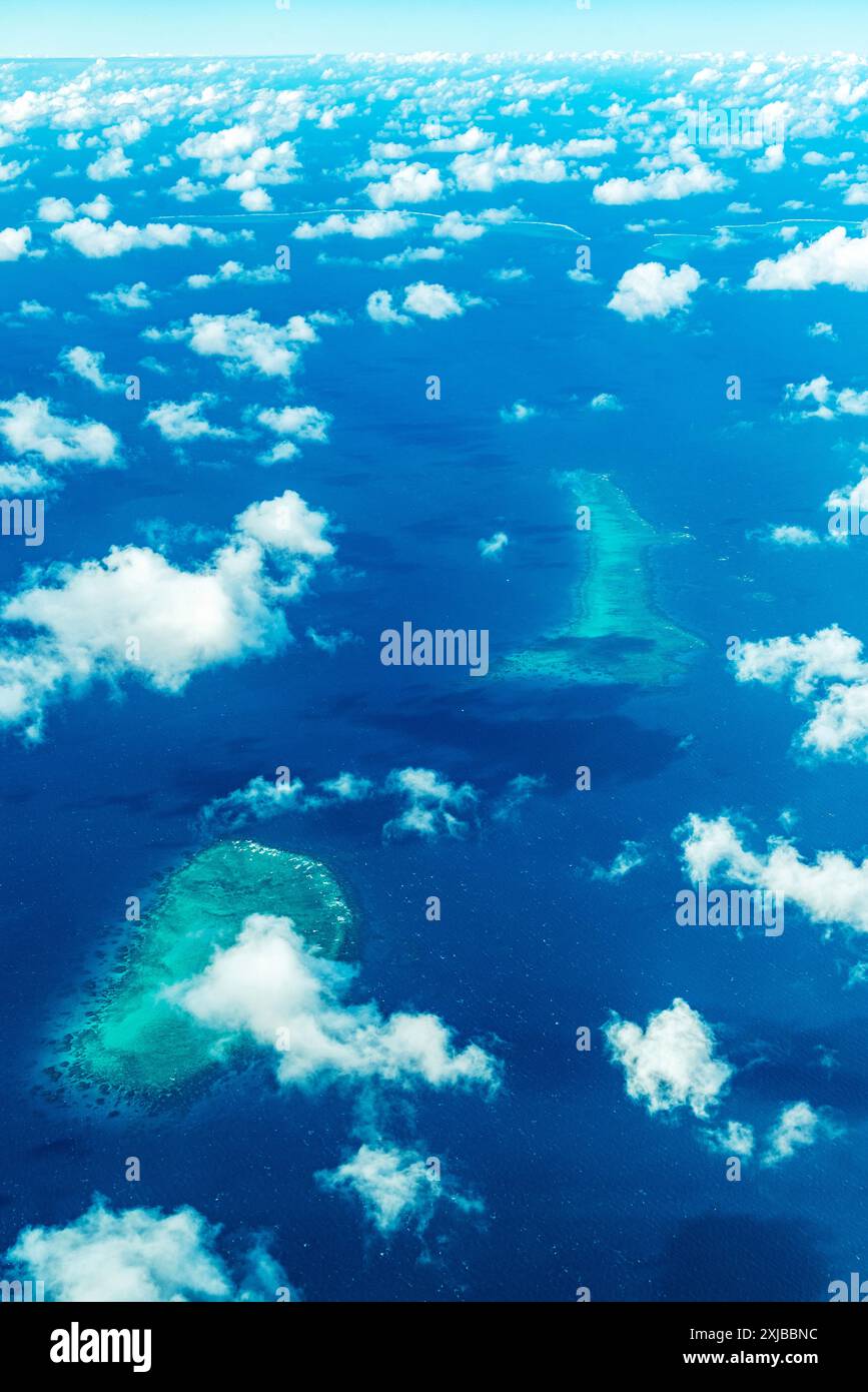 Aerial view on Great Barrier Reef on the way from Cairns to Lizard ...