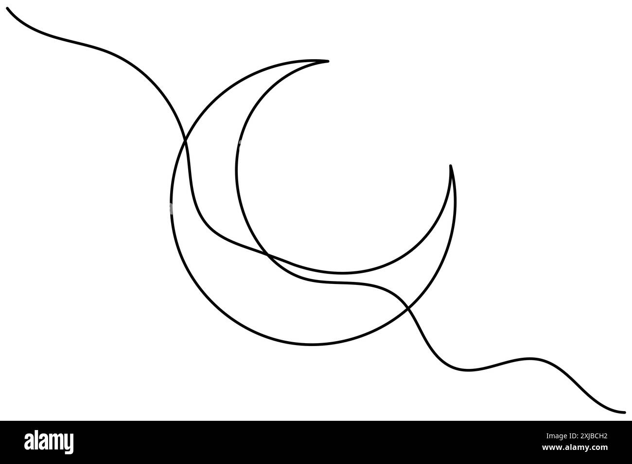 Moon continuous one line drawing of moon outline vector icon Stock ...